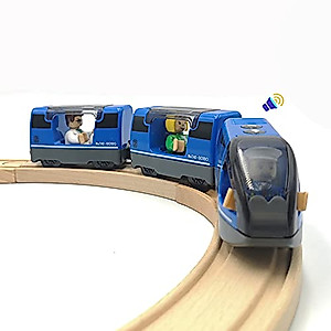 DSHMIXIA Battery Operated Train for Wooden Train Track Set Toys for Toddlers 3 4 5 Year Old Boys Kids Magnetic Couplings City Vehicle with Figures(without Battery)