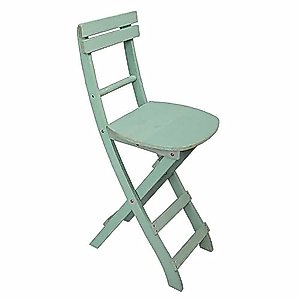 Folding Bar Stool, Counter Height Stool, Dining Chair with Backrest and Footrest, Bamboo, Foldable Outdoor Leisure Chair for Home Kitchen(Green)