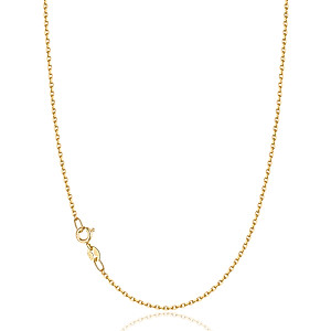 Jewlpire 18k Over Gold Chain Necklace for Women, 1.3mm Cable Chain Gold Chain for Women Sturdy & Shiny Women's Chain Necklaces, 20 Inches