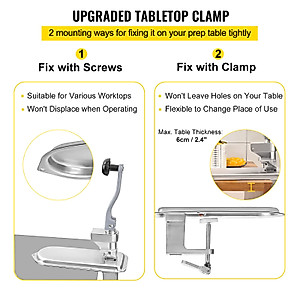 VEVOR Commercial Can Opener, 23.2"/59cm Long, Stainless Steel Manual Table Can Opener for Up to 15.7"/40cm Tall, Fixed with Clamp or Screws, Ergonomic Swing Handle & One Spare Knife, for Restaurants