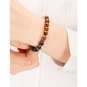 YIRUZWRD Natural Agate Bracelet 8mm Beads Men Women Stretch Wrist Bracelet Crystal Bracelet Chakra Healing Agate Energy Balancing