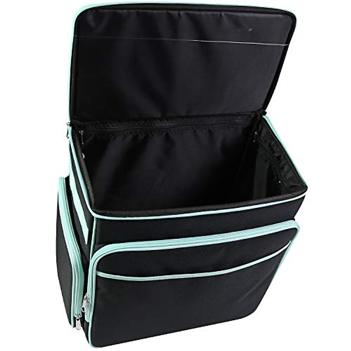Everything Mary Rolling Craft Bag, Black & Teal - Papercraft Tote with Wheels For Scrapbook & Art Storage - Organizer Case for IRIS Boxes, Supplies, and Accessories