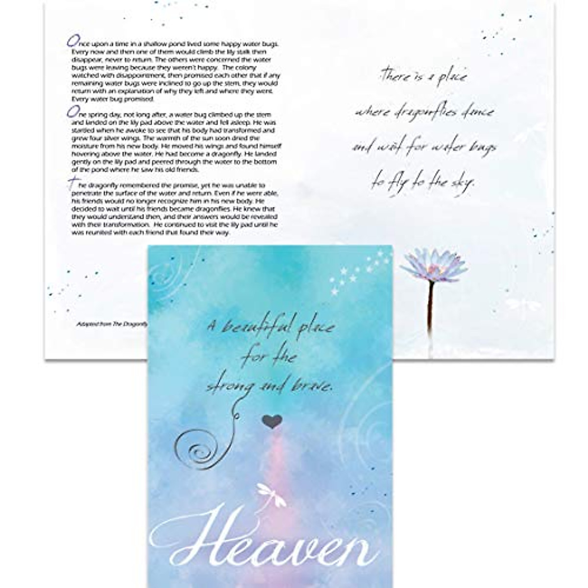 Smiling Wisdom - Heaven Dragonfly Story Greeting Card Gift Set - Abalone Dragonfly Necklace - Loss, Grief, Bereavement or Simple Explanation of Heaven and Earth - Child, Tween, Teen, Girl, Women