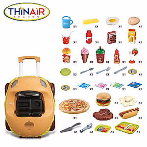 Burger Car Kids’ Kitchen Playset: 3 Pretend Play Toys in 1 with Fun Lights & Sounds, Includes Burger-Shaped Toy Car, Toy Food, Toy Grill & Toy Restaurant/Food Truck for Kids 3 & Up