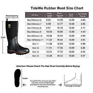 TIDEWE Rubber Neoprene Boots Men And Women, Waterproof Sturdy 6mm Neoprene Boot, Rain Boot Hunting Boot Arctic Outdoor Boot Men Size 11 Black