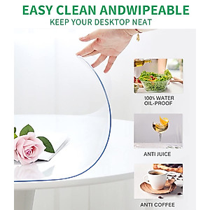 WingCanto 42 Inch Round Clear Plastic Dining Table Protector 1.5mm Thick Plastic Tablecloth Pad Wooden Furniture Desktop Glass Marble Coffee End Side Tabletop Pad Bar Sofa Cloth Top Protection Cover