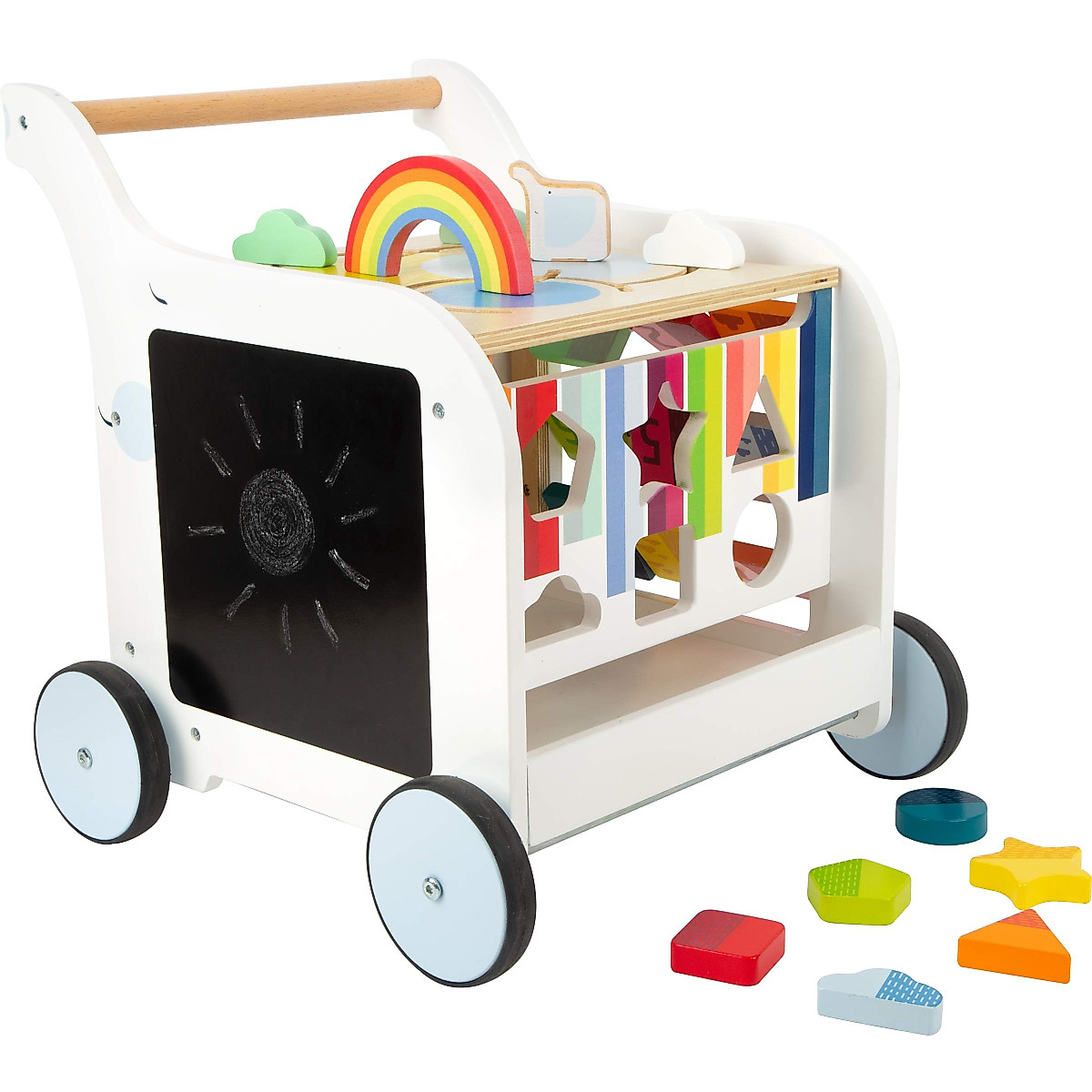 Small Foot Wooden Toys Premium Sweet Elephant Baby Walker & 5-in-1 Activity Center Designed for Toddlers 12+ Months