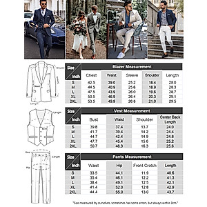 COOFANDY Mens 3 Piece Suits One Button Blazer Jacket Slim Fit Vest Suit Pant with Tie Deep Green