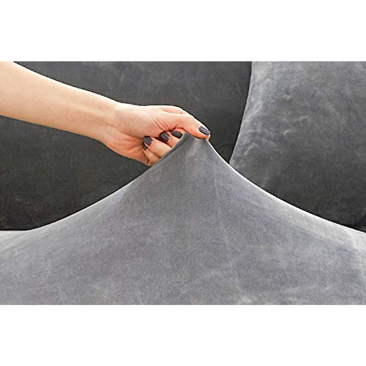 IMYOGI High Stretch Sofa Covers Velvet Sofa Cover Corner Sofa Cover Stylish Soft Durable Furniture Protector Couch Cover for 4 Cushion-4 Seater+4 Seater-Lake Blue