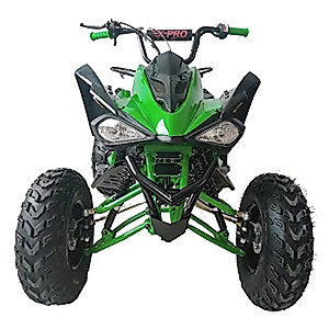 X-PRO 200cc Sports ATV with LED Headlights Automatic Transmission with Reverse, Big 23"/22" Tires! (Green, Factory Package)