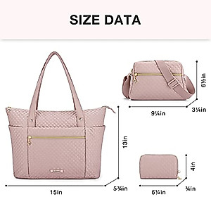 BAGSMART Women Tote Bag, Large Shoulder Bag for Women Top Handle Satchel Purse Set 3pcs, (pink)