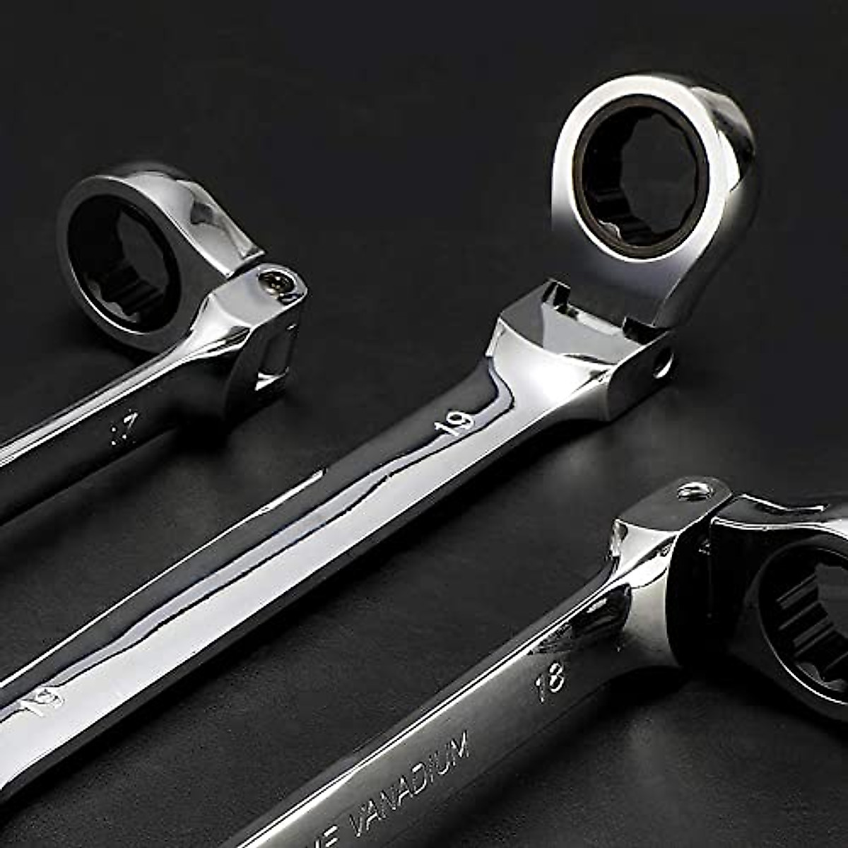 7mm Metric Flex-Head Ratchet Wrench,Box End Head 72-Tooth Ratcheting Combination Wrench Spanner