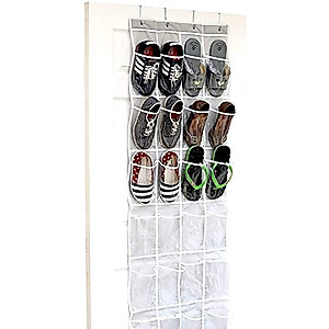 Simple Houseware 4-Tier Shoe Rack + 24 Pockets Over The Door Hanging Organizer
