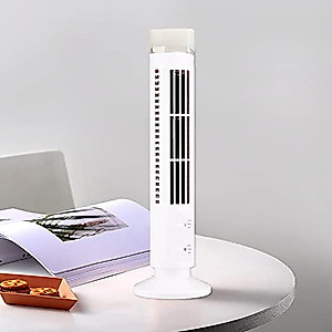 Hot6sl Tower Fan with LED Light, Portable Super Quiet USB Rechargeable Bladeless Fan, Bladeless Electric Tower Fan Mini Standing Floor Fans for Home Office Bedroom #