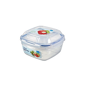 Lock & Lock Easy Essentials Food Storage Salad Bowl Container with Tray, 54-Ounce - Clear