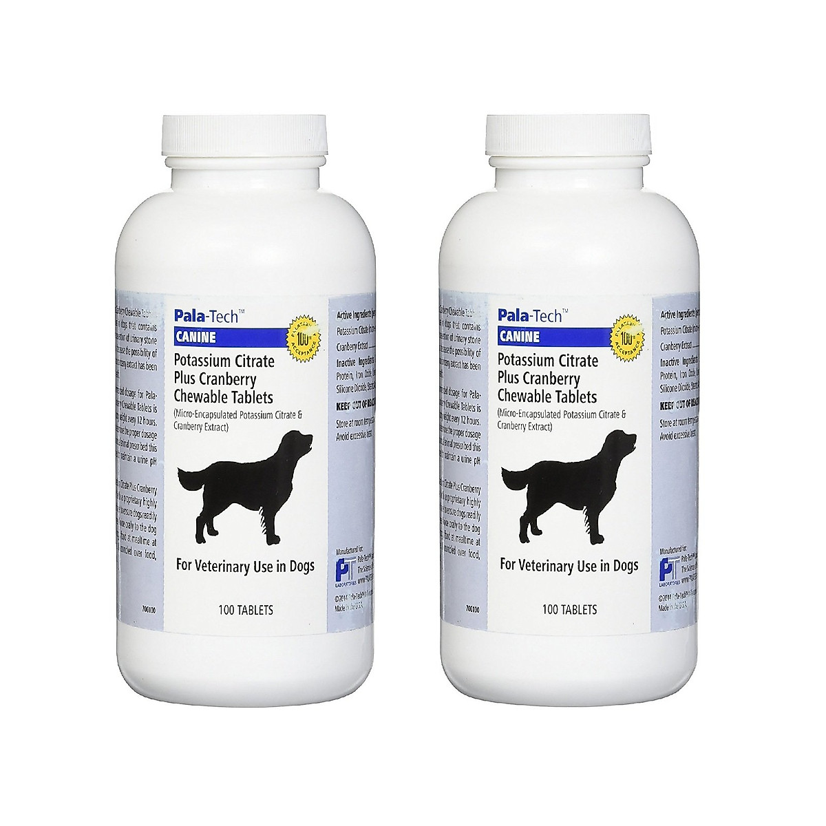 Pala-Tech Potassium Citrate Plus Cranberry 100 Chewable Tablets for Dogs (Pack of 2)