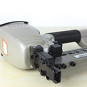 meite N851F Upholstery Stapler 16 Gauge 7/16-Inch Crown 1-Inch to 2-Inch Length Continuous Firing Stapler Pneumatic Heavy Wire Stapler Construction Stapler