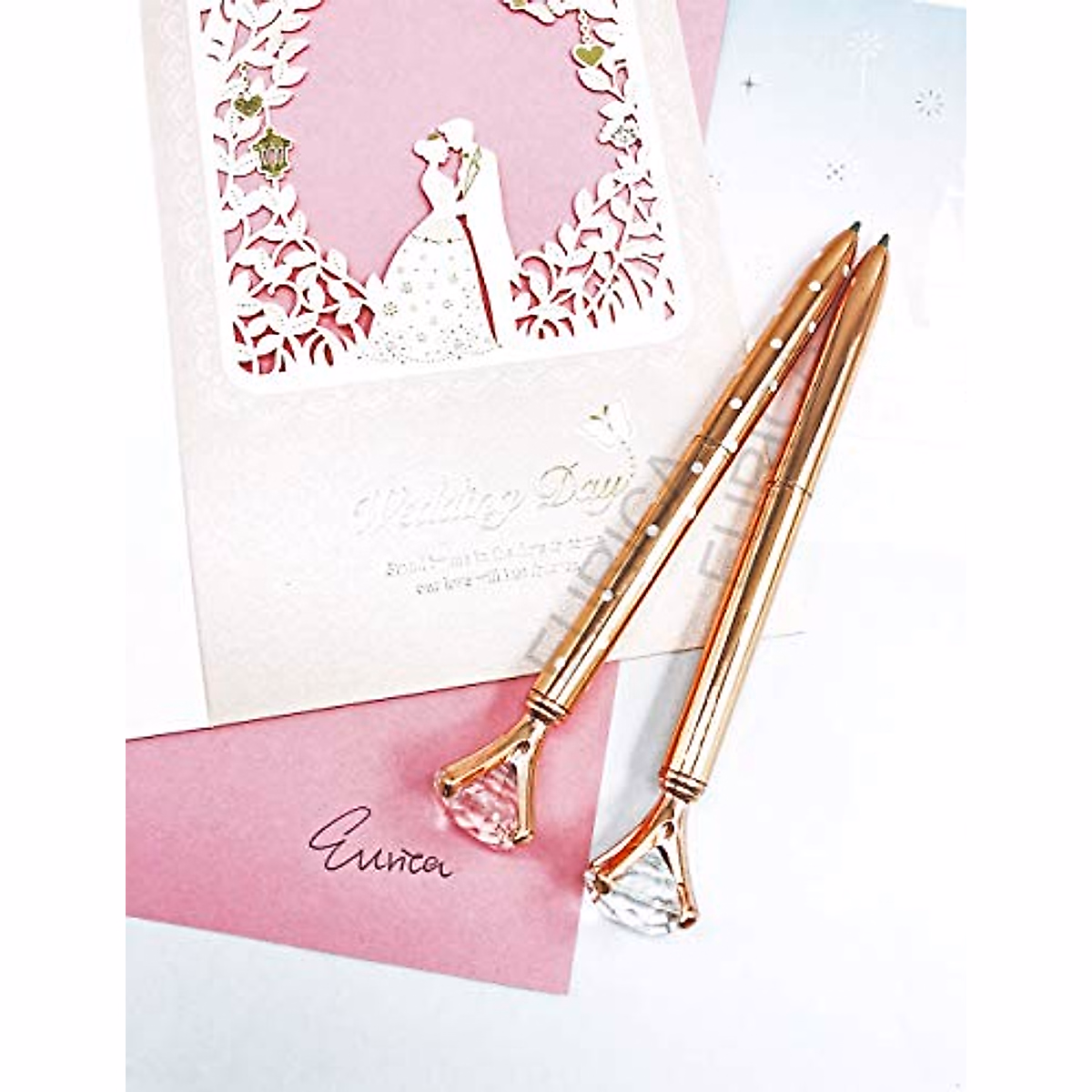 Diamond Pens Pack of 16 Cute Ballpoint Pens Diamond Pen Office Supplies Décor Gifts for Women Bridesmaid Coworkers Rose Gold Cool Fun Fancy Novelty  Crystal Metal School Desk Accessories Black Ink