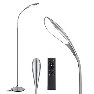 OUTON LED Floor Lamp, 12W 1080LM, Dimmable Adjustable Gooseneck Standing Lamp with 4 Color Temperature, Remote & Touch Control, 1H Timer, Memory Function for Reading Living Room Bedroom Office (Gray)