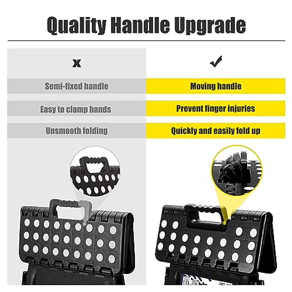 Delxo 17.5 Inch Folding Step Stool, Heavy Duty Foldable Stool for Adults,Premium Portable Collapsible Plastic Step Stool,Non Slip Folding Stools for Kitchen Bathroom Bedroom Up to 400LBS,(Black 1PC)