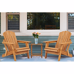 Oversize Wooden Outdoor Folding Adirondack Chair with Pre-Assembled BackRest & SeatBoard, Wood Patio Chair for Garden Backyard Porch Pool Deck Firepit