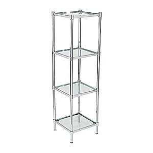 Organize It All 4 Tier Tempered Glass Freestanding Bathroom Storage Tower