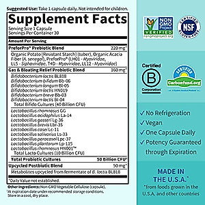 Garden of Life Dr Formulated Once Daily 3-in-1 Complete Prebiotics, Postbiotics & Probiotics for Women and Men - PRE + PRO + POSTBIOTIC Supplement for Gas & Bloating - 50 Billion CFU, 30 Day Supply