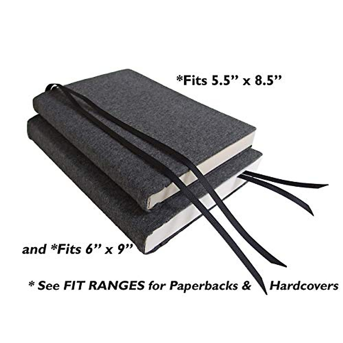 6 Inch Trade Size Paperback Book Cover for Adults in DARK GREY HEATHER Stretch, Fabric Book Sleeve Small for 5.5x8.5 to 6x9 Paperback and Hardcover Books and Journals