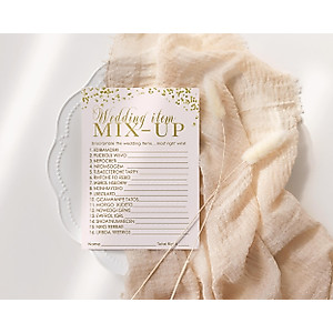 Pink and Gold Bridal Shower Word Scramble Game – 25 Pack, Couples Wedding Engagement Party Games, Reception Decor and Ideas, Fun Rehearsal Unscramble Guest Activities