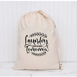 Mayatra's Cotton Laundry Today or Naked Tomorrow Bag For Clothes - Travel Organizer - Eco-friendly 100% Pure Cotton Drawstring Bag - Large size - Hanging Laundry Bag Foldable and Washable (Pack Of 2)