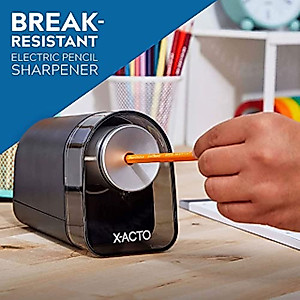 X-ACTO Pencil Sharpener, XLR Electric Pencil Sharpener, Colored Pencil Sharpener for Artists, Powerful, Compact Small Pencil Sharpener, Black, 1 Count