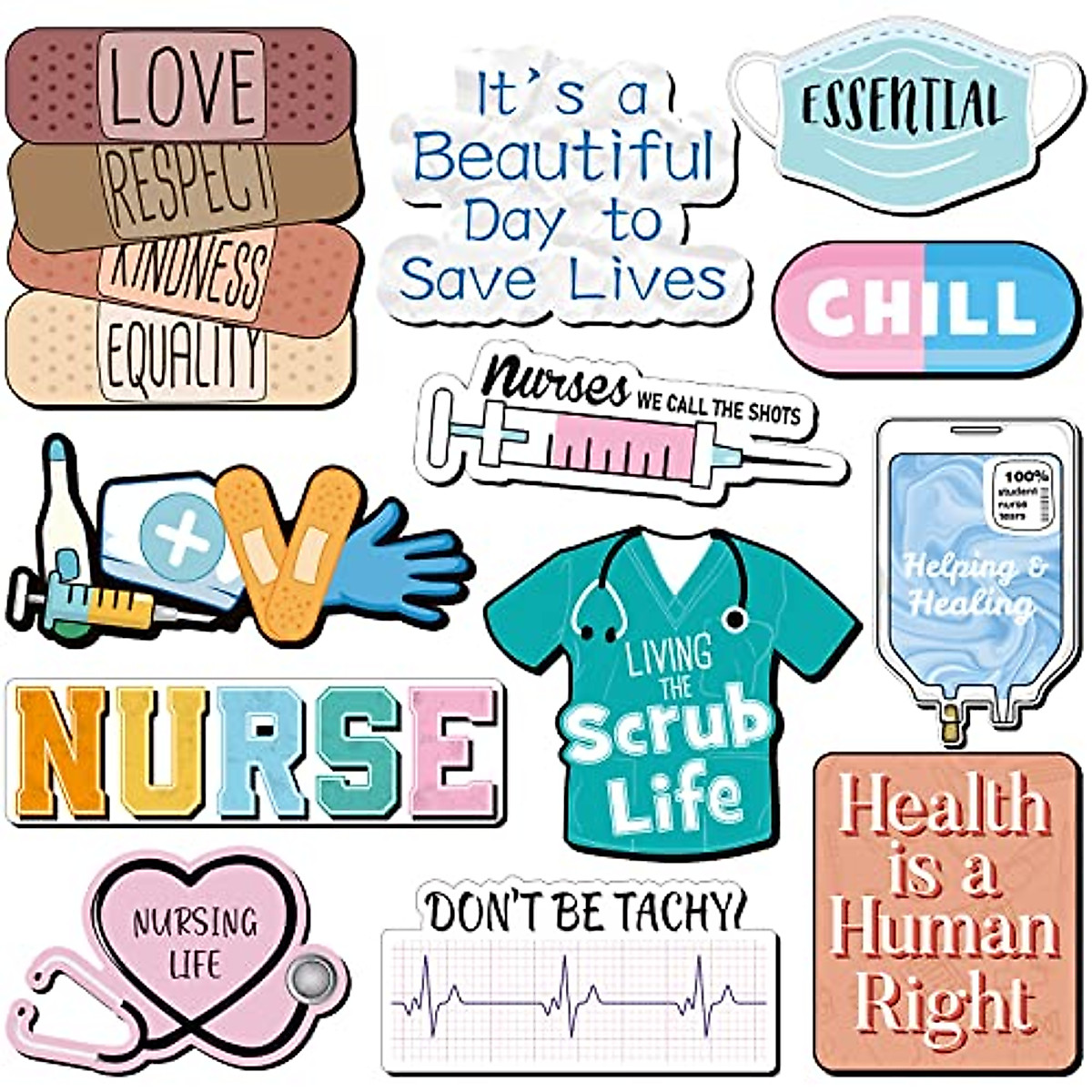 12 Pieces Nurse Refrigerator Magnets Nursing Magnetic Stickers Nursing Stickers Funny Nursing School Essentials Medical Nursing Student Stickers Magnetic Nurse Decal for Refrigerator Laptops Locker