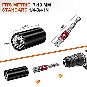 KIWOEN Universal Socket Tools Gifts for Men, Socket Set Grip (7-19mm) Multi-Function Power Drill Adapter,Christmas Gifts Cool Stuff Gadgets for Dad/Father,Boyfriend,Husband,DIY Handyman,Him,Wome