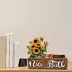 MEGREZ Bathroom Decor Box Bathroom Tray, 2 Sides Funny Saying Toilet Paper Holder, Rustic Wooden Farmhouse Decor Storage Box for Bathroom, Counter, Kitchen, Home Decor Paper Box, Sweet Cheeks