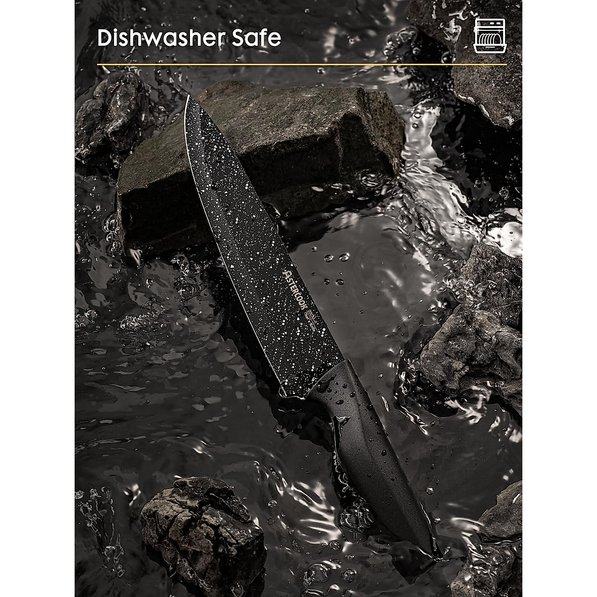 Knife Set, 6 Piece Kitchen Knife Set, High Carbon German Stainless Steel Knives Set, Non-stick Coating, Ultra Sharp, Dishwasher Safe