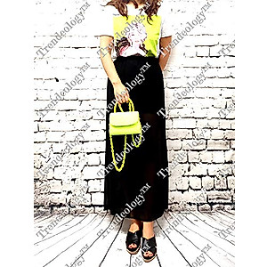 Cute Retro Plastic Chain Vegan Leather Fur Mini Satchel Bag Crossbody Clutch (2Faux Fur Leopard Multicolor/Neon Pink Chain)