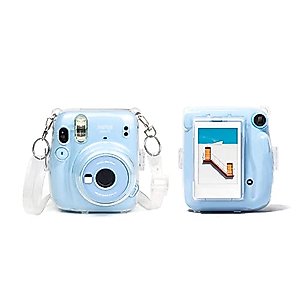 Leonuliy Mini 11 Protective Case, Film Storing Box, Removable Shoulder Strap for Fujifilm Instax Mini 11 Instant Camera, Hard PVC, Clear.