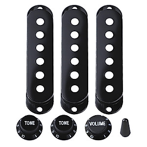 Yootones Guitar Pickup Cover Volume Single Coil Tone Knobs Selector Switch Tip Compatible with Stratocaster Strat Electric Fender Guitar Pickup (Black)