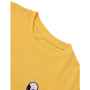 SweatyRocks Sweatshirt Women Pink Alien Patch Drop Shoulder Long Sleeve Shirt (Medium, Gold)