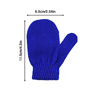 6 Pairs Winter Warm Knitted Mittens Gloves Stretch Mittens for Christmas Party Kids Toddler Supplies (Gray, Orange, Purple, Royal Blue, Blue, Rosy)