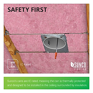 Sunco Lighting - 12 Pack 6 Inch Recessed Lighting Housing Can Light New Construction Air Tight Ceiling Can 120-277V Hard Wired, TP24 Connector, Easy Install, IC Rated, UL Title 24 Compliant