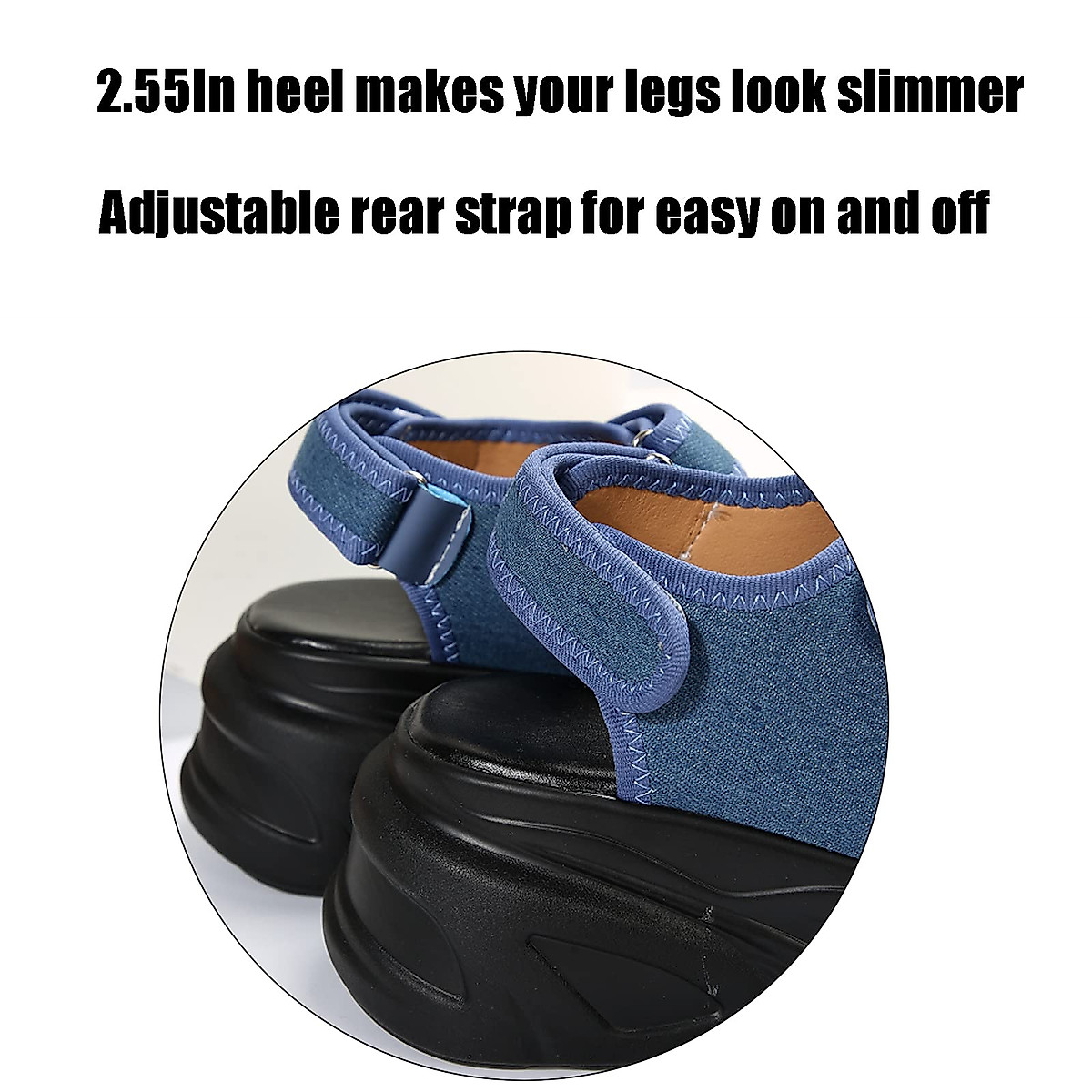 KCTRFSJ Women Fish Mouth Adjustable Hook Ring Platform Sport Sandals Slides,Summer Outdoor Wedge Walking Hiking Sandal,Beach Casual Chunky Open Toe Athletic Sandal (7.5)