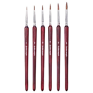 Professional Sable Hair Detail Paint Brush Set - 6 Miniature Art Brushes for Fine Detailing & Art Painting - Acrylic, Watercolor, Oil - Miniatures, Models.