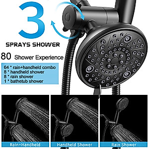 EMBATHER Tub and Shower Faucet Set, Dual Shower Head with Bathtub Faucet Set, Single-handle Control Shower Valve and Trim Kit, Matte Black