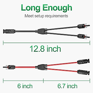 OYMSAE 2 Pairs Solar Connectors Y Branch Parallel Adapter Cable 1 to 2 Solar Panel Connectors Wire Plug Tool Kit for Solar Panel (M/FF, F/MM)
