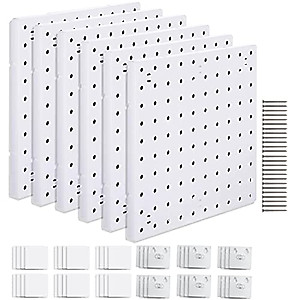 FMOACEN 6 Pcs Pegboard Wall Organizer Mount Display Pegboard Wall Panel Kits DIY Pegboard Tool Organizers for Garage Kitchen Living Room Bathroom Office