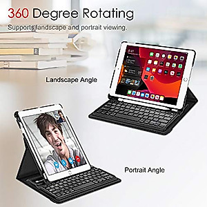 Fintie Keyboard Case for iPad 9th / 8th / 7th Generation (2021/2020/2019 Model) 10.2 Inch, 360 Degree Rotating Smart Stand Cover w/Pencil Holder, Built-in Wireless Bluetooth Keyboard, Black
