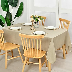 Hiasan Faux Linen Rectangle Tablecloth - Wrinkle and Stain Resistant Washable Table Cloth for Kitchen Dining Room Holiday Table Cover for Party Dinner, Beige, 54 x 108 Inch