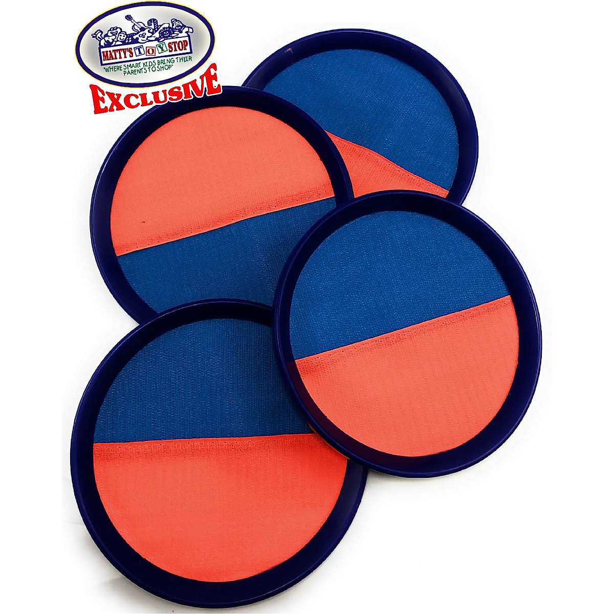 Matty's Toy Stop Deluxe Toss & Catch (Hook & Loop) Tropical Colors Paddle Game Set with 4 Paddles, 3 Balls & Storage Bag - Classic Outdoor Game, Perfect for The Beach, Backyard or in The House!