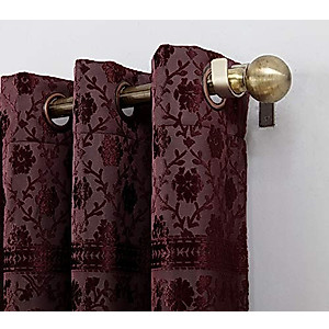 Sun Zero Elidah Medallion Bonded Velvet Thermal Extreme Total Blackout Grommet Curtain Panel, 50" x 84", Merlot